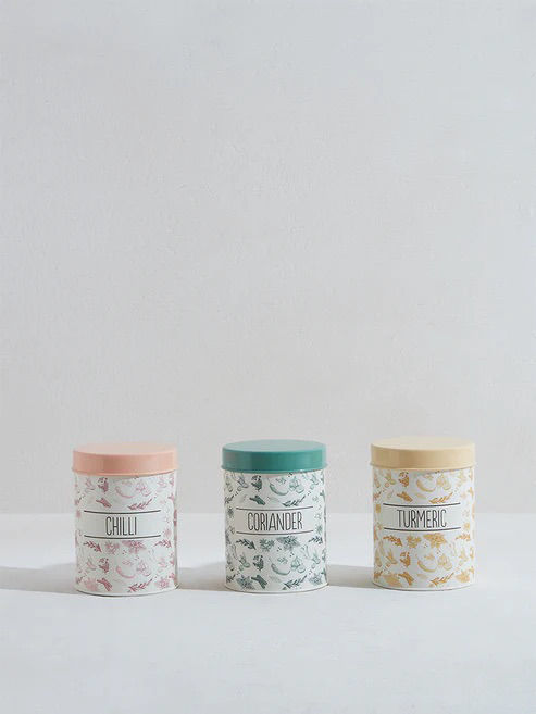 The Beautiful. Multicolour Printed Spice Box - (Set of 3)