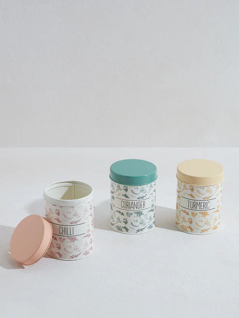The Beautiful. Multicolour Printed Spice Box - (Set of 3)